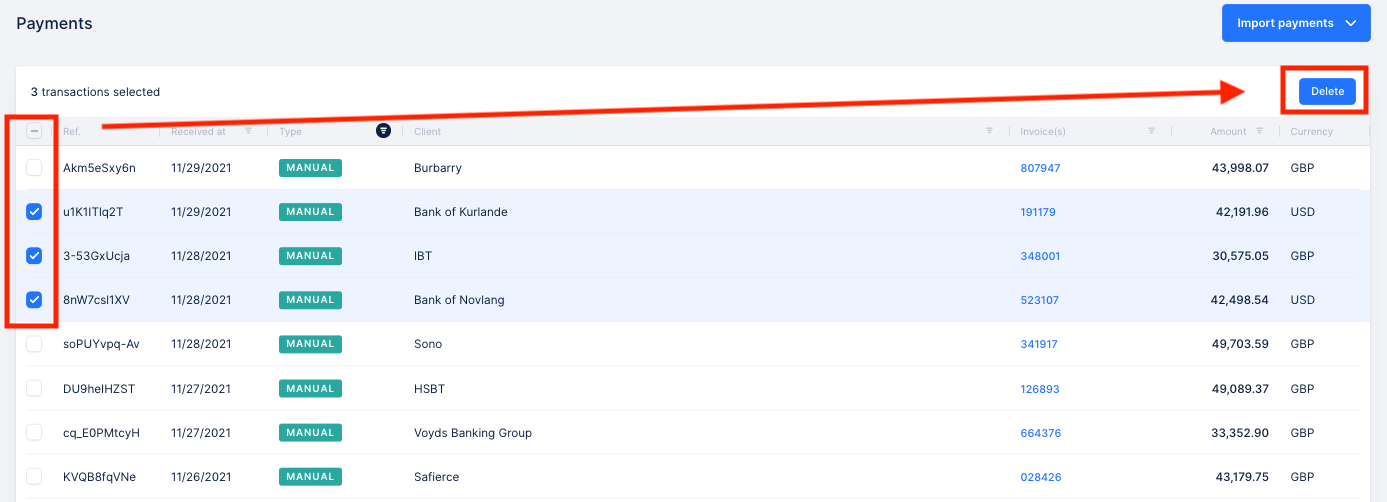 How to delete a payment imported via the UI or API – Upflow